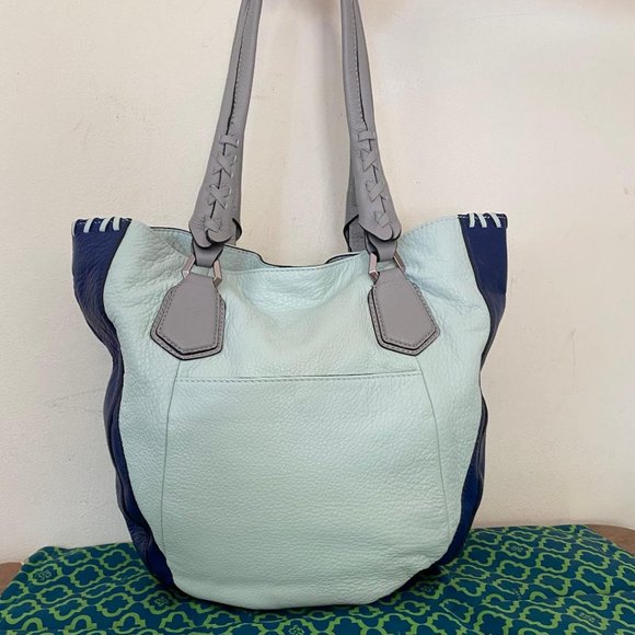 OR YANY | Bags | Yany Large Leather Handbag Tote Mint Dark Blue | Poshmark